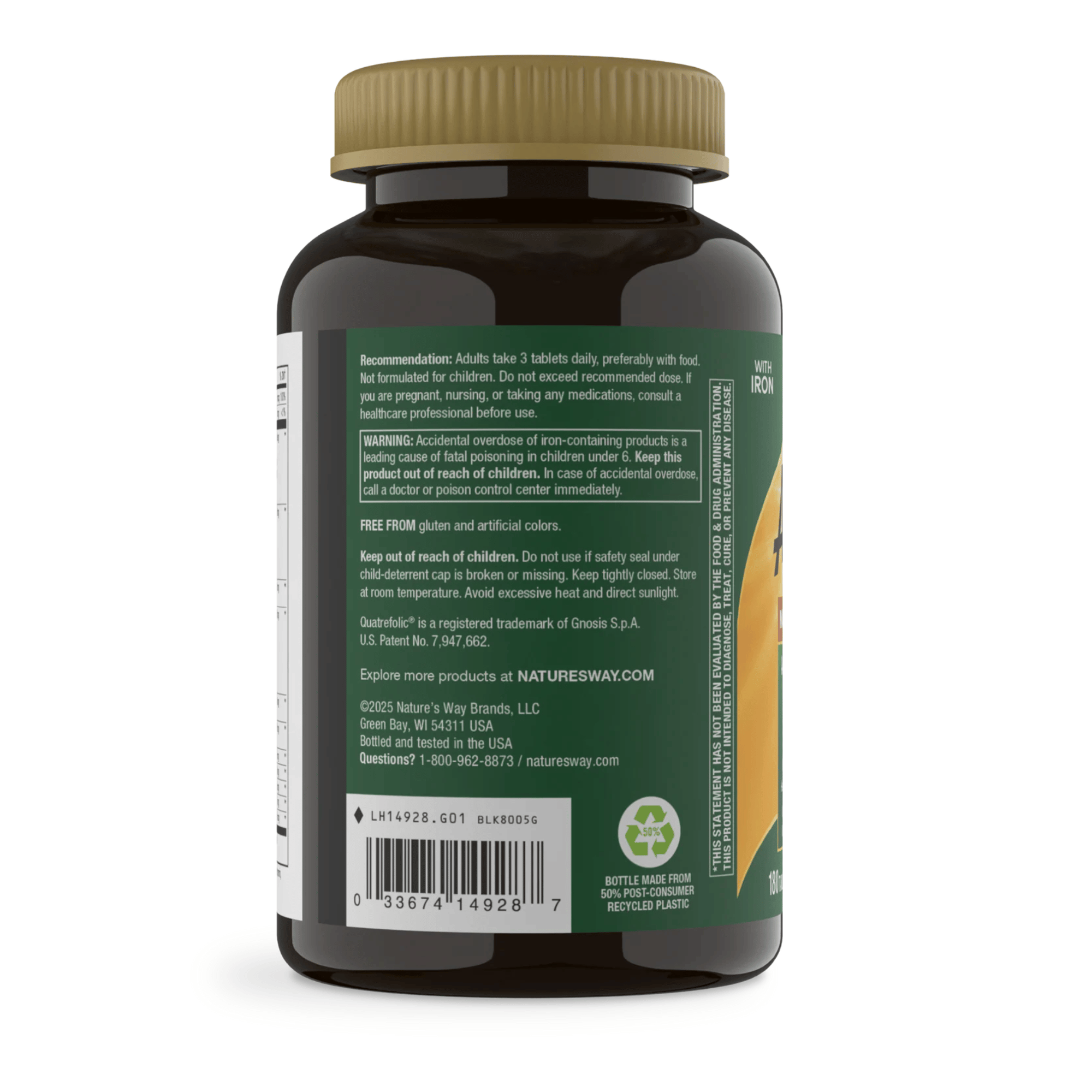 Nature's Way Alive! Max3 Potency Adult Complete Multivitamin with Iron ...