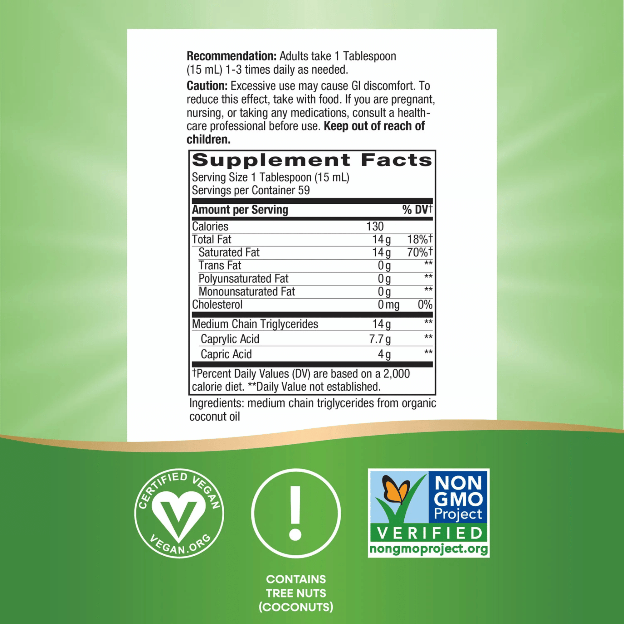 Nature's Way 100% Organic MCT Oil (30 oz) #10090804 – Smallflower