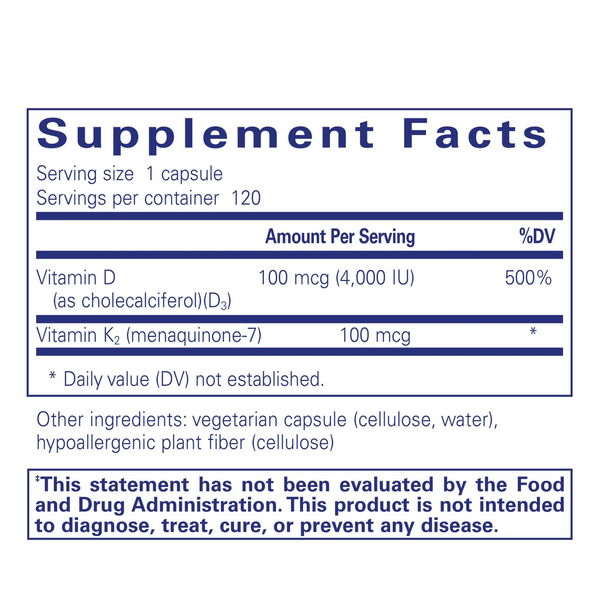 Pure Encapsulations Vitamin D3 & K2 Capsules (120 count) #10087461 ...